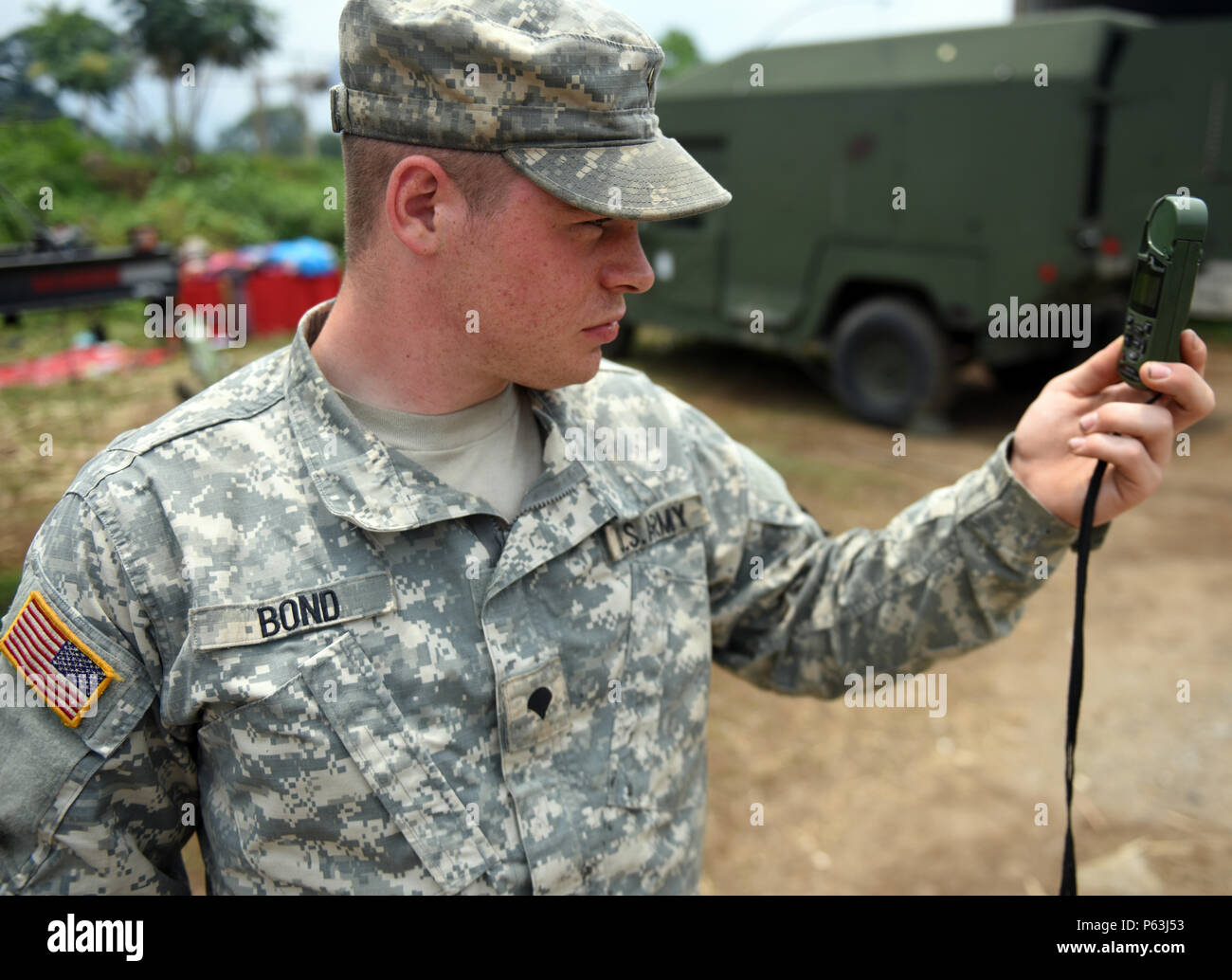 Tocache, Guatemala—U.S. Army Spc. Houston Bond, 56th Signal Battalion ...