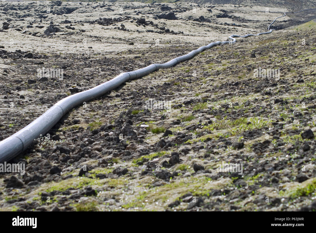 Water pipes in Hellisheidi, Iceland. These are employed to provide ...