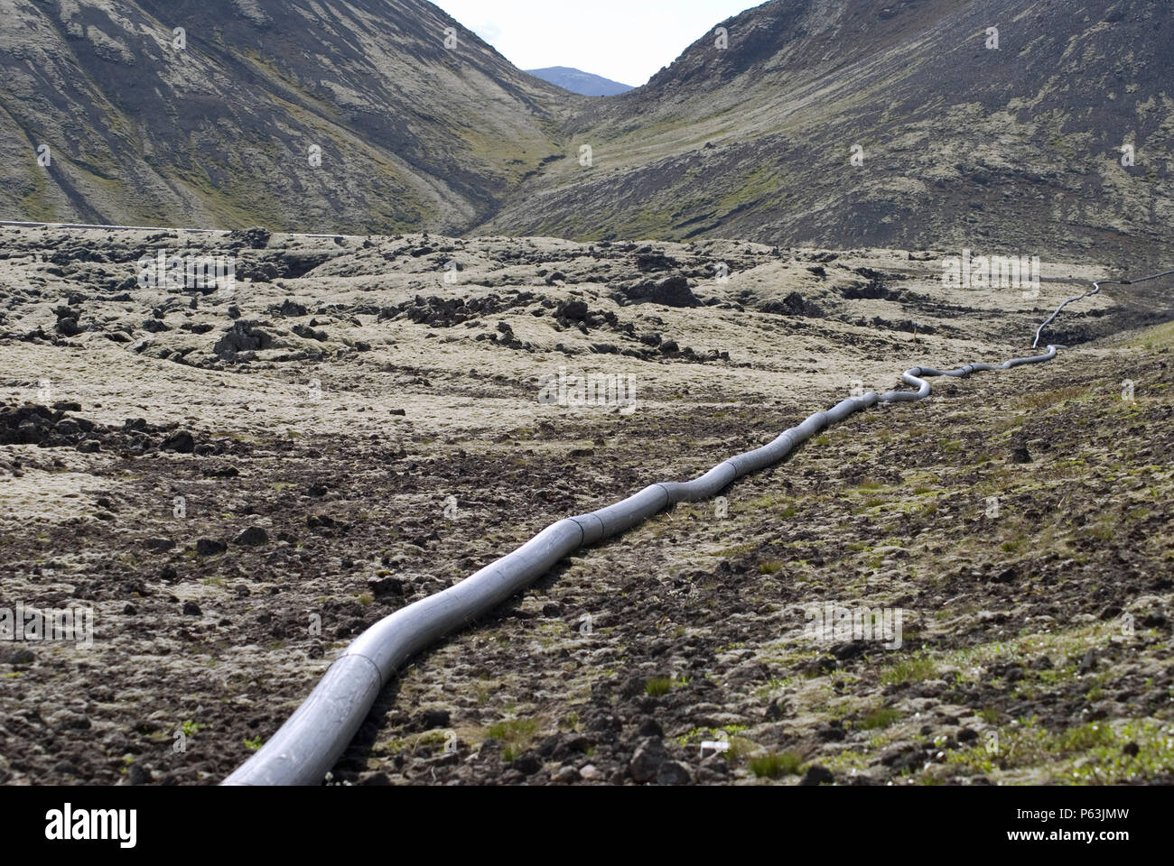 Water pipes in Hellisheidi, Iceland. These are employed to provide ...
