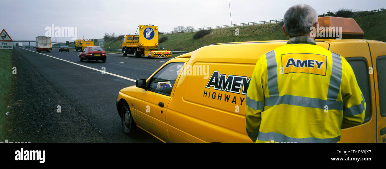 Rolling road closure on motorway. United Kingdom Stock Photo - Alamy