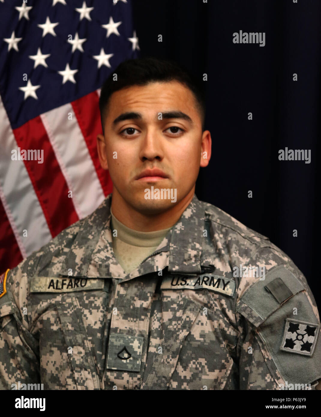 U.S. Army Pfc. Emmanuel Alfaro, an infantryman assigned to the 1st ...