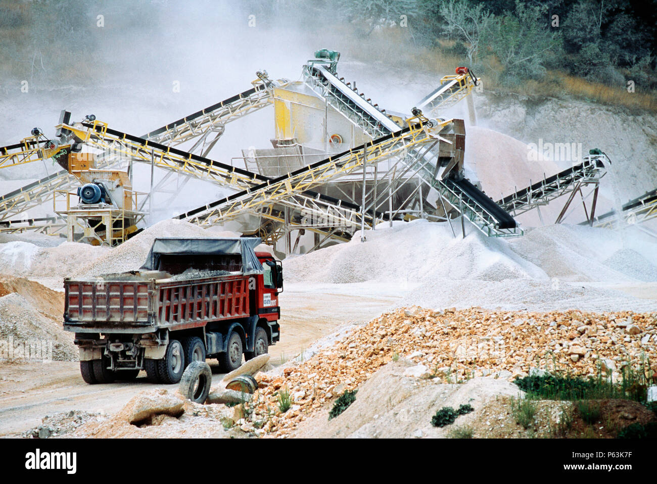 Rock crushing and aggregate sorting and loading plant at the Egnatia ...