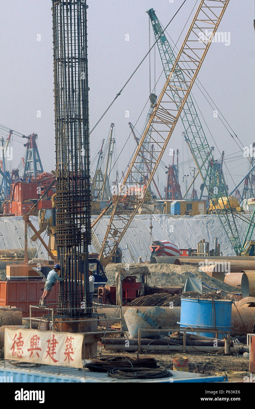 Large scale piling work for the Kowloon station on the Hong Kong ...