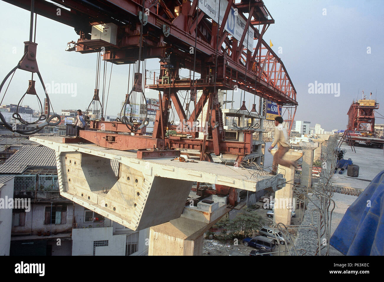 A dangerous leap 15m in the air from a one side of newly built elevated ...