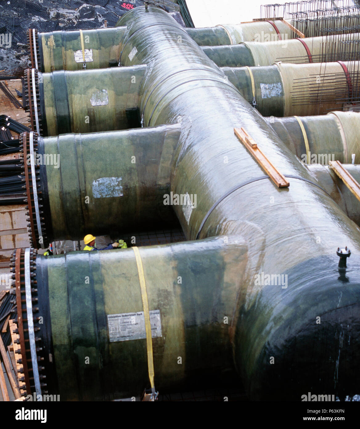 Giant 2 m diameter pipes for cooling water outfall, nuclear power ...