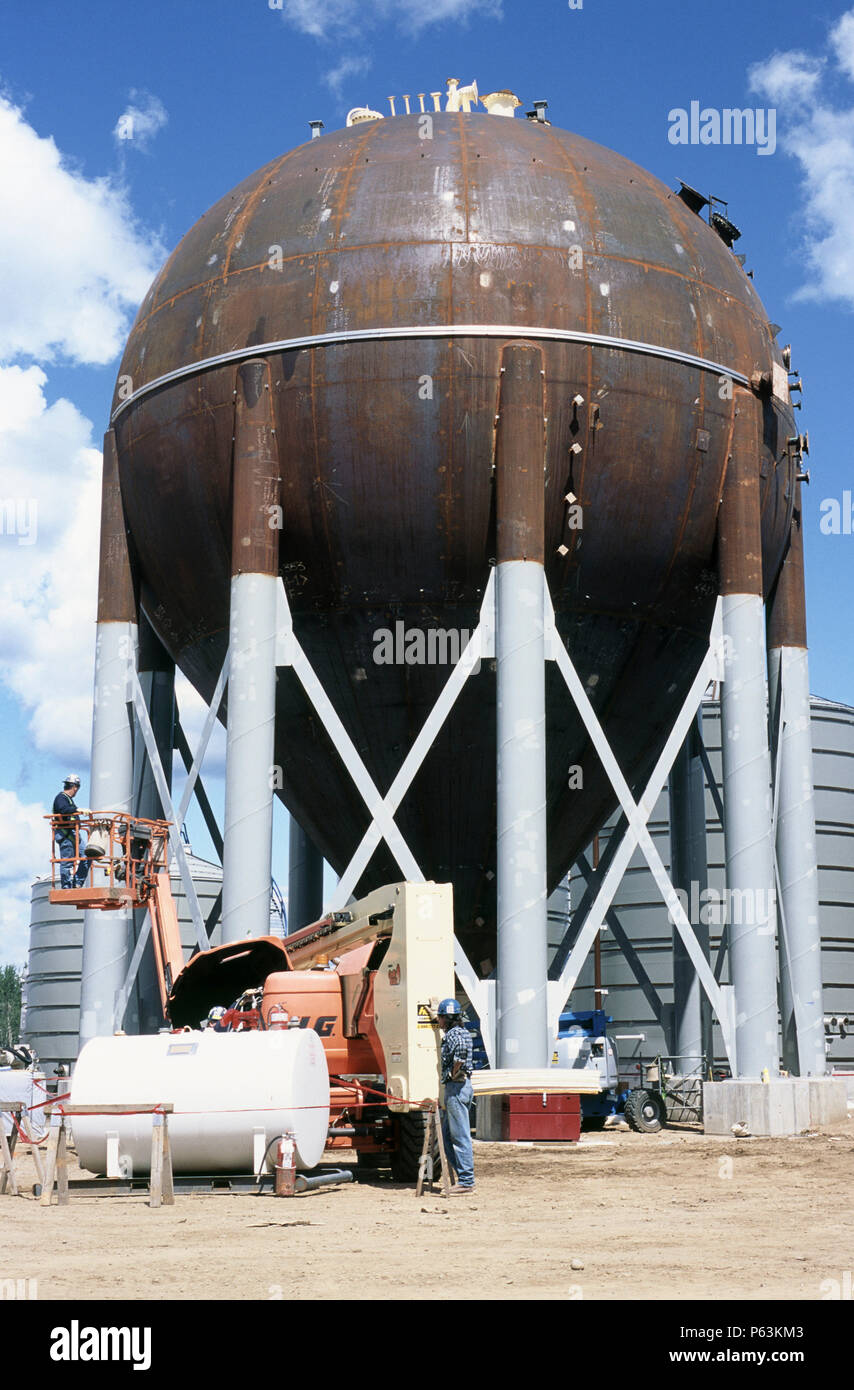 Oil and water separation vessel at the Devon Energy SAGD plant under ...