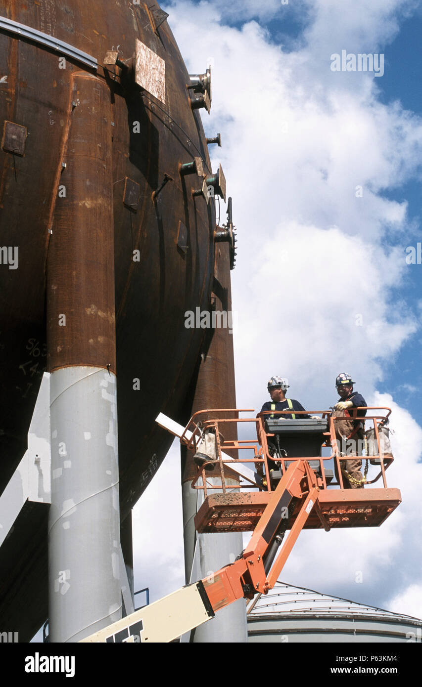 Oil and water separation vessel at the Devon Energy SAGD plant under ...
