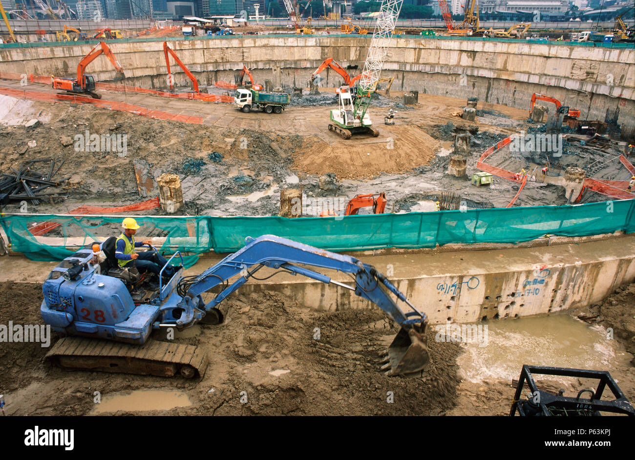 Huge circular excavation within a giant diapragm wall for the Marina ...