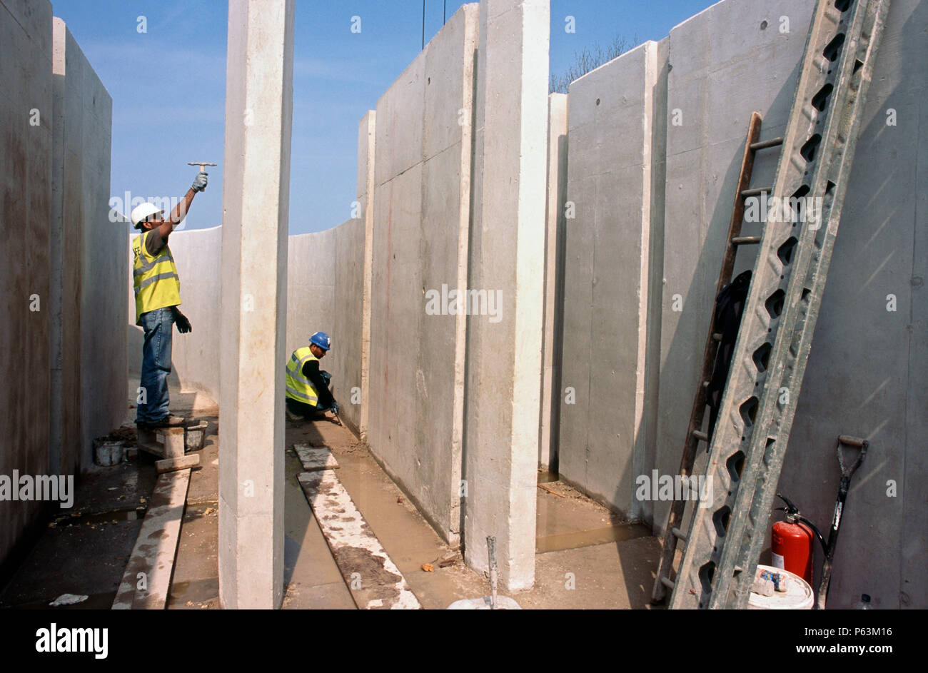 Concreting in the inlet chamber at the wastewater treatment works for ...