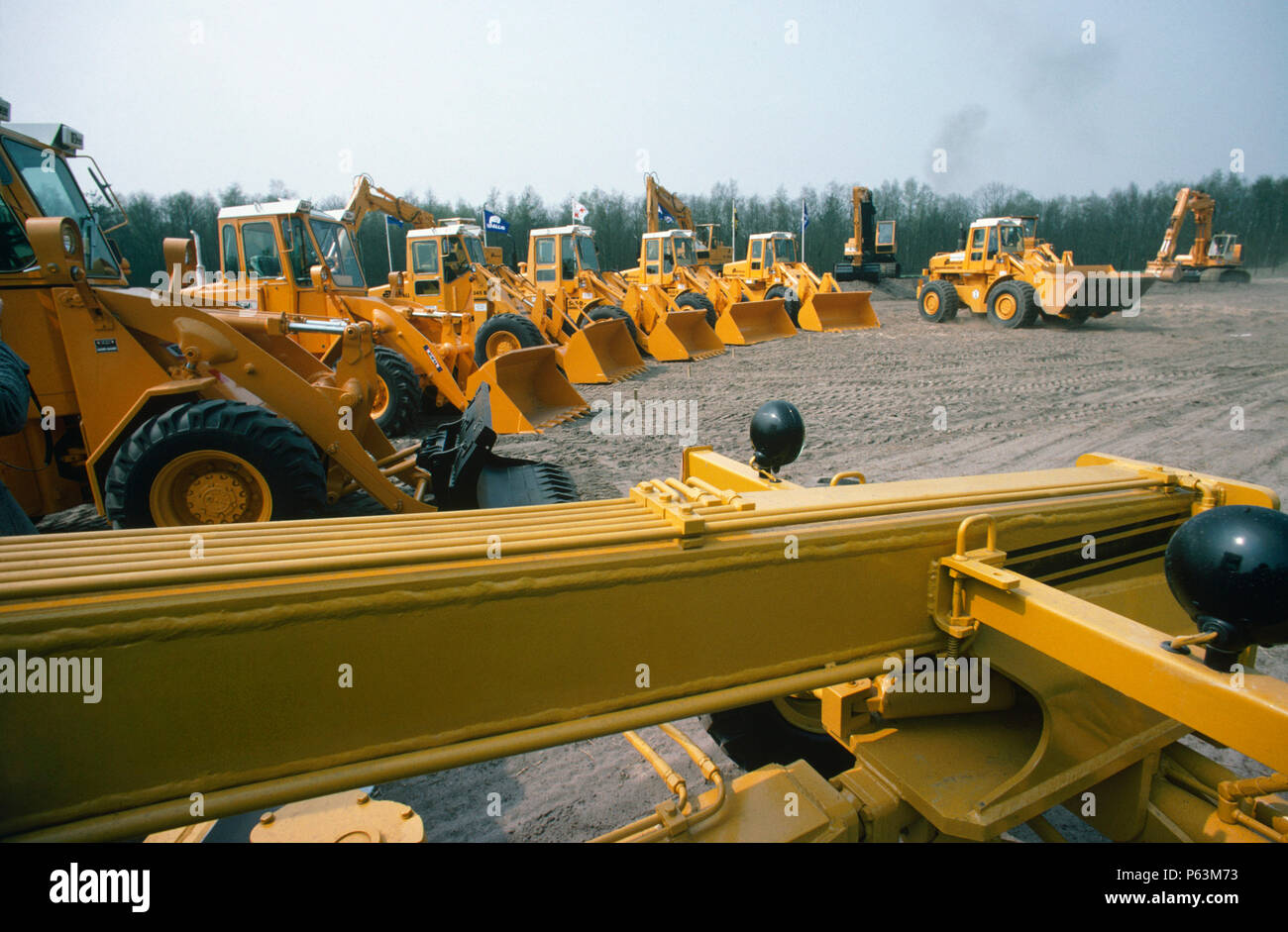 Blade beam for a road grader at an exhibition display of new loaders ...