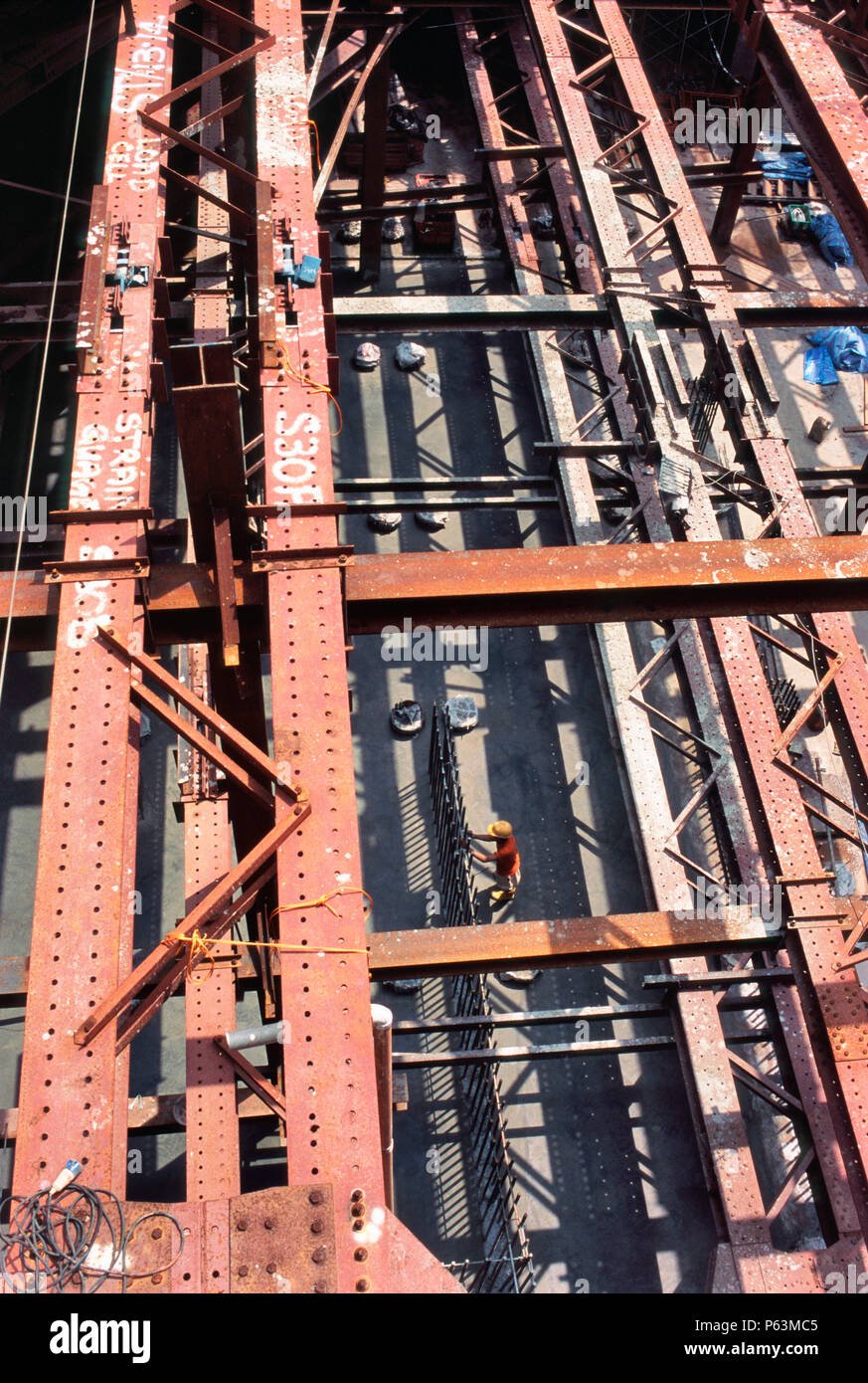 Heavy steel propping for basement construction, Singapore National ...