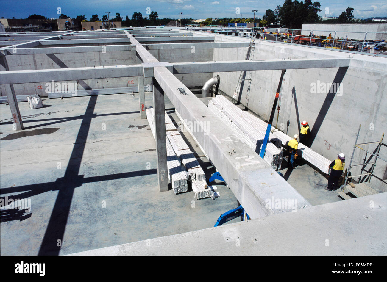 Fitting out the concrete balancing tanks which store input water from ...