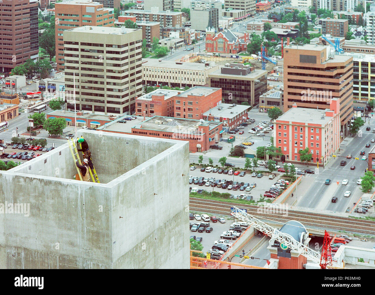 Finsihing the inside of a concrete core section of a high rise office ...