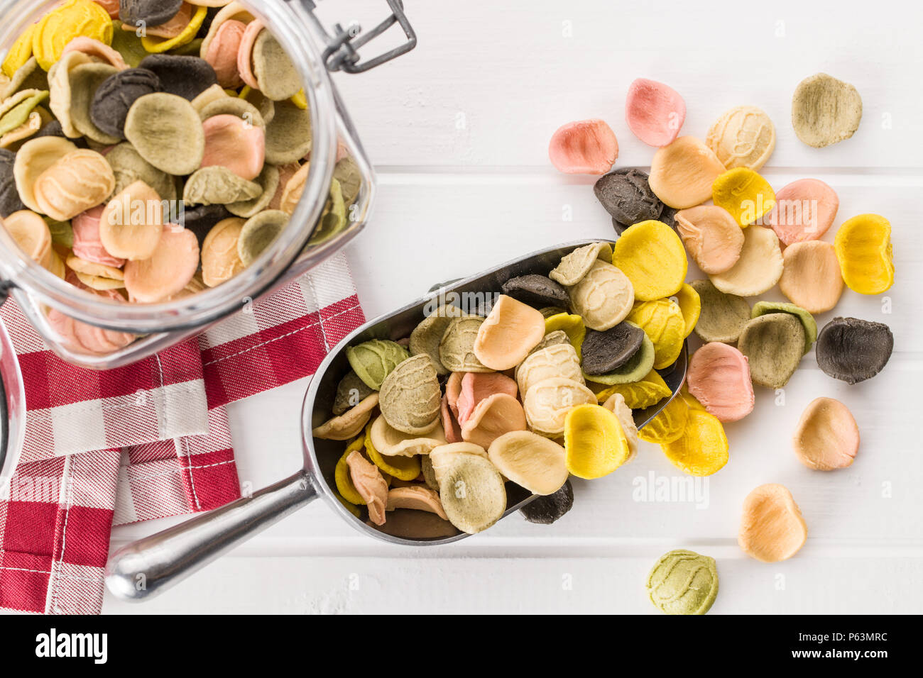 Italian rainbow pasta in scoop Stock Photo - Alamy