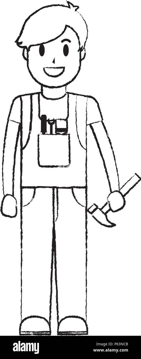 grunge happy mechanic equipment service repair vector illustration ...