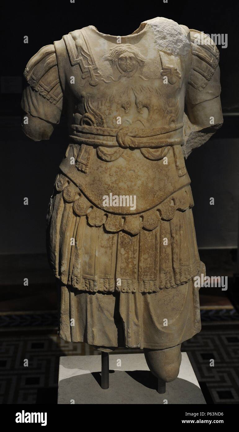 Torso of a statue of a Roman Emperor. 2nd century AD. Marble. From ...