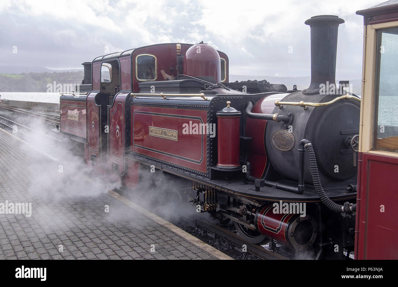Farlie narrow gauge steam loco on the Ffestiniog railway Stock Photo ...
