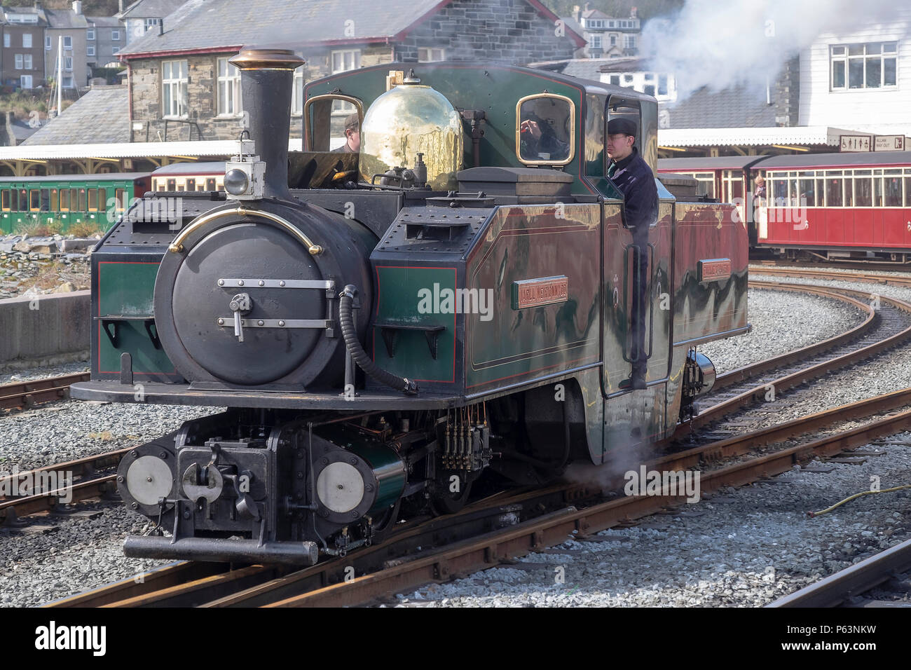 Farlie narrow gauge steam loco on the Ffestiniog railway Stock Photo ...