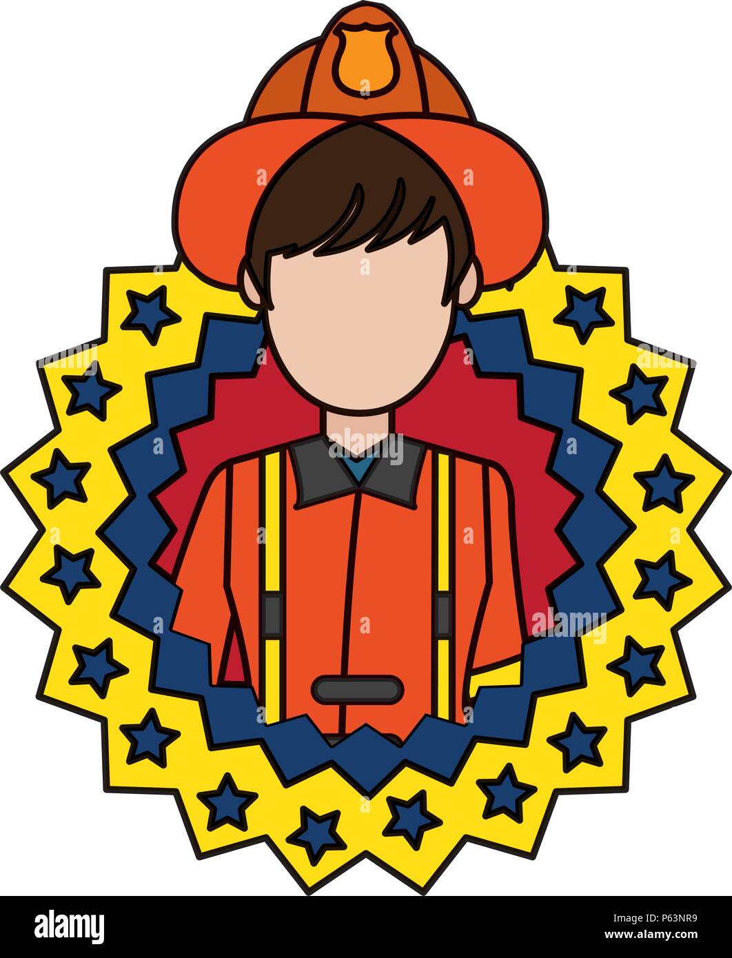 color firefighter with uniform and usa emblem nation vector ...