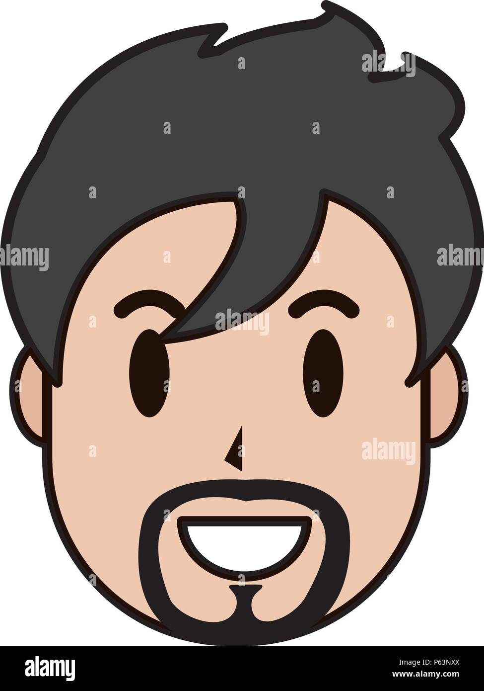 color happy man head with beard and hairstyle vector illustration Stock ...