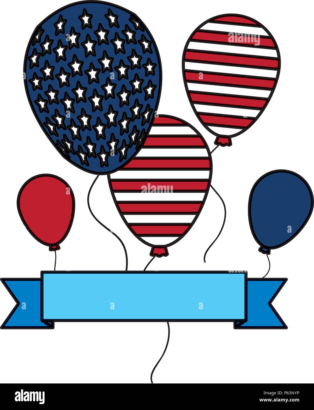 color usa balloons nation with ribbon style vector illustration Stock ...