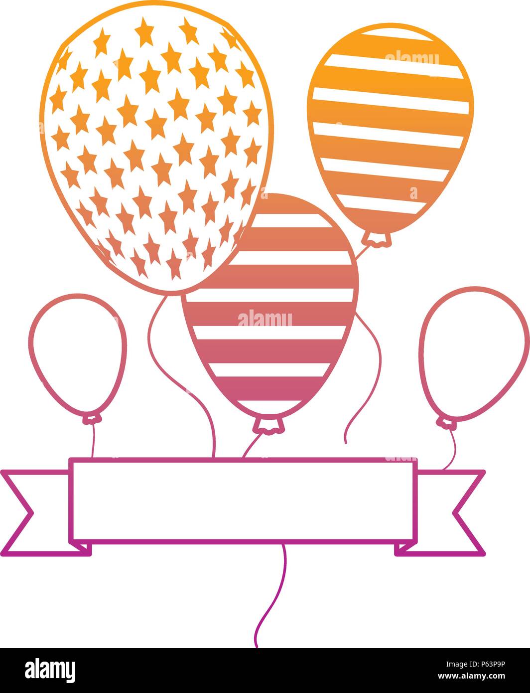 degraded line usa balloons nation with ribbon style vector illustration ...