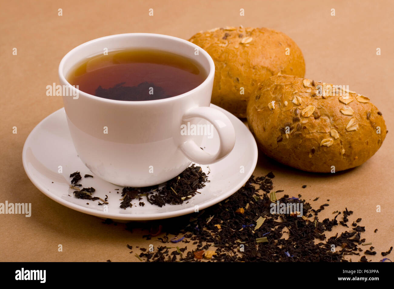 cup of tea and bread closeup Stock Photo - Alamy
