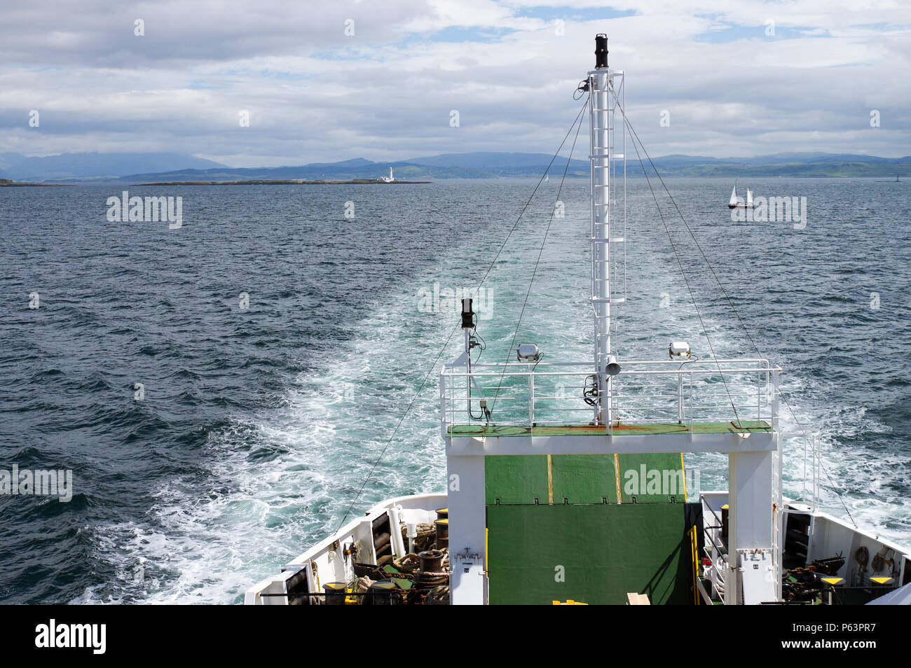 On board of a CalMac ferry crossing from mainland Scotland to the Isle ...