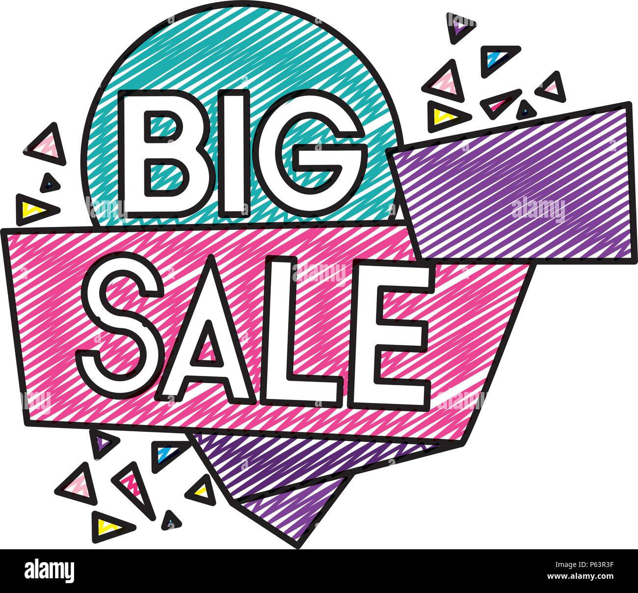 doodle big store sale promotion discount vector illustration Stock ...
