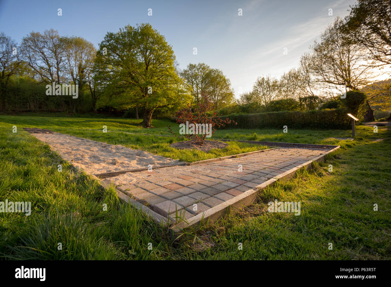 An empty Barefoot track or trail in the afternoon sunlight Stock Photo ...