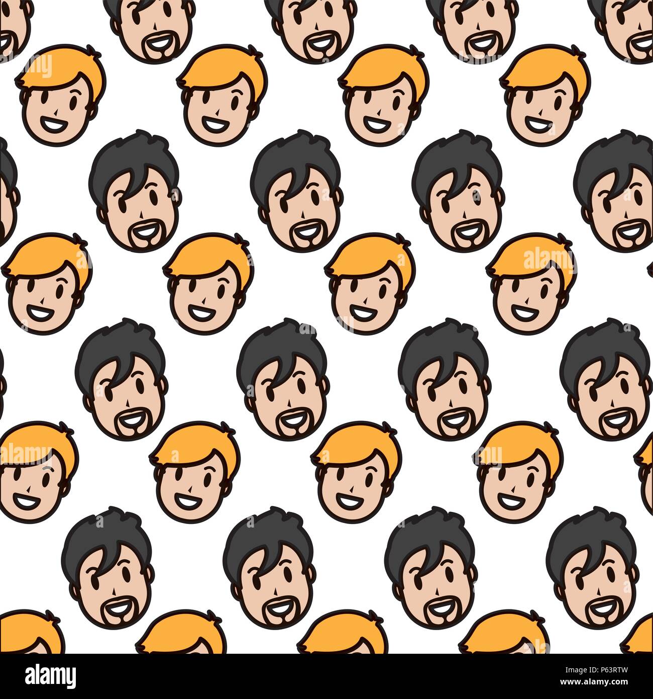 color happy men head with hairstyle background vector illustration ...