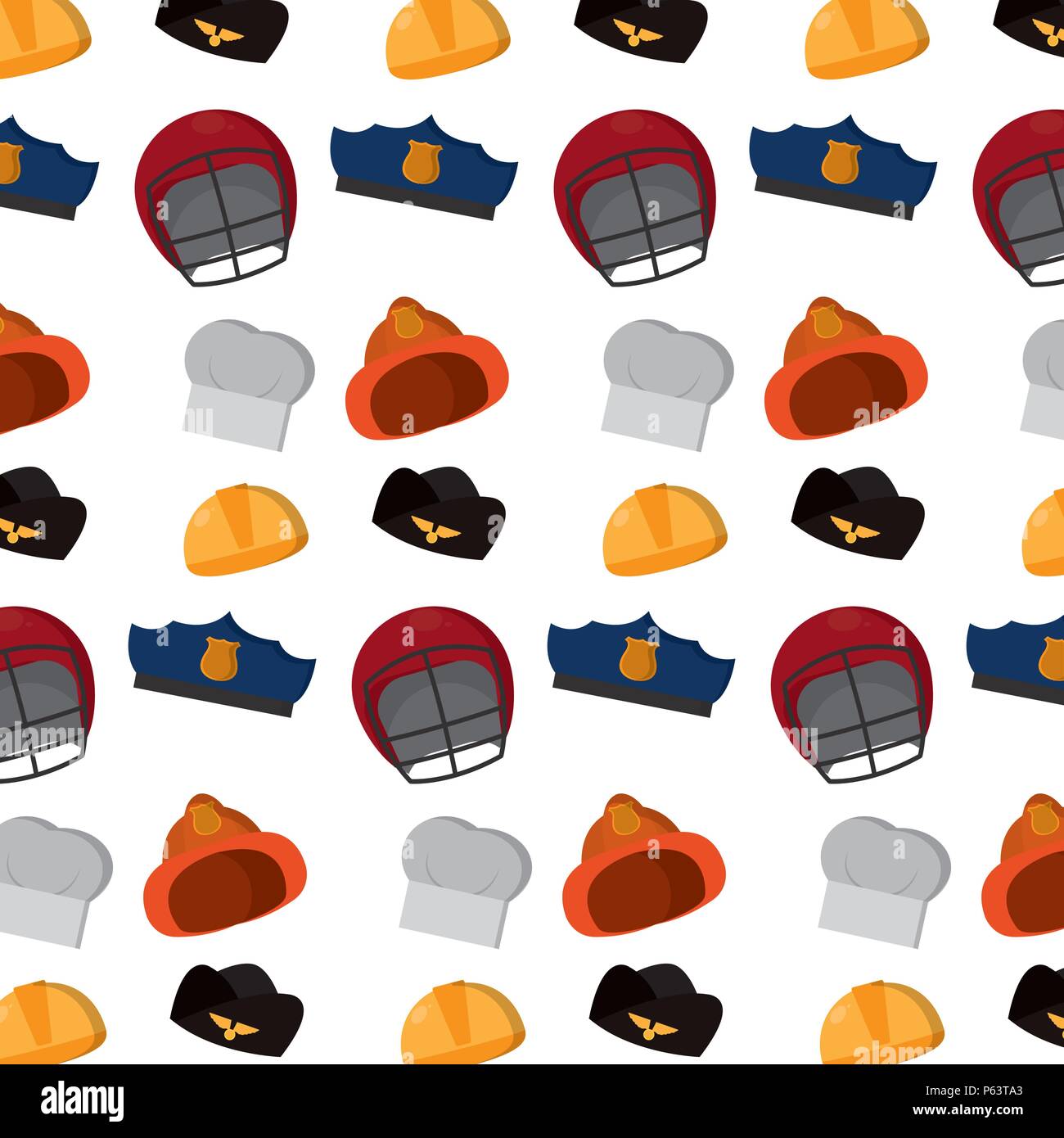 professional hats and helmets work background vector illustration Stock ...