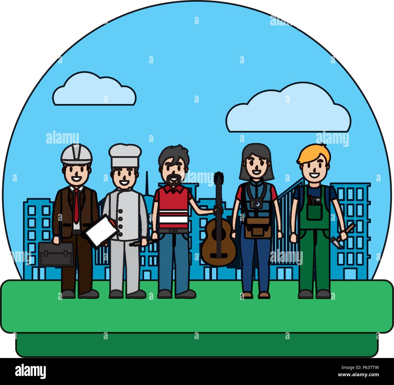 color professional people carrer job in the city vector illustration ...