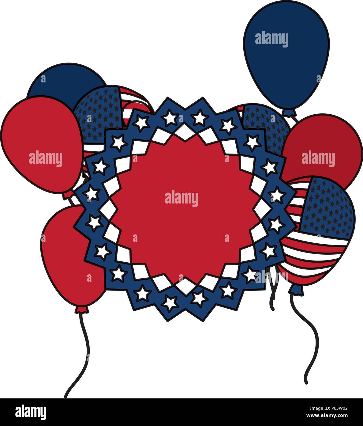 color usa balloons and emblem to nation celebrate vector illustration ...