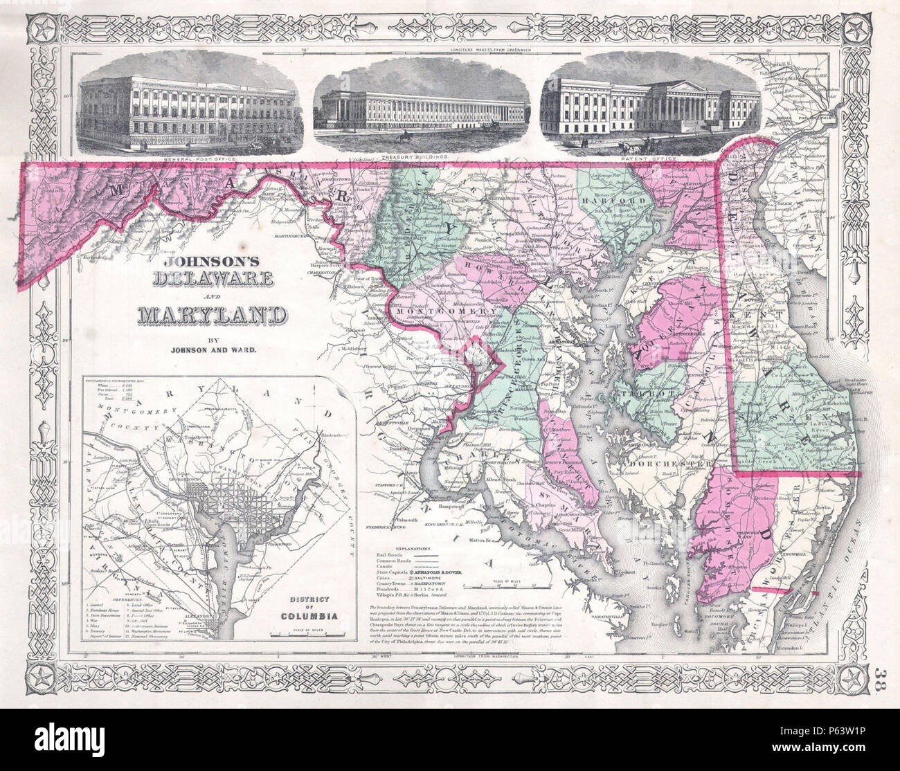 1863 Johnson Map of Delaware and Maryland - Geographicus - MDDE-j-63 ...