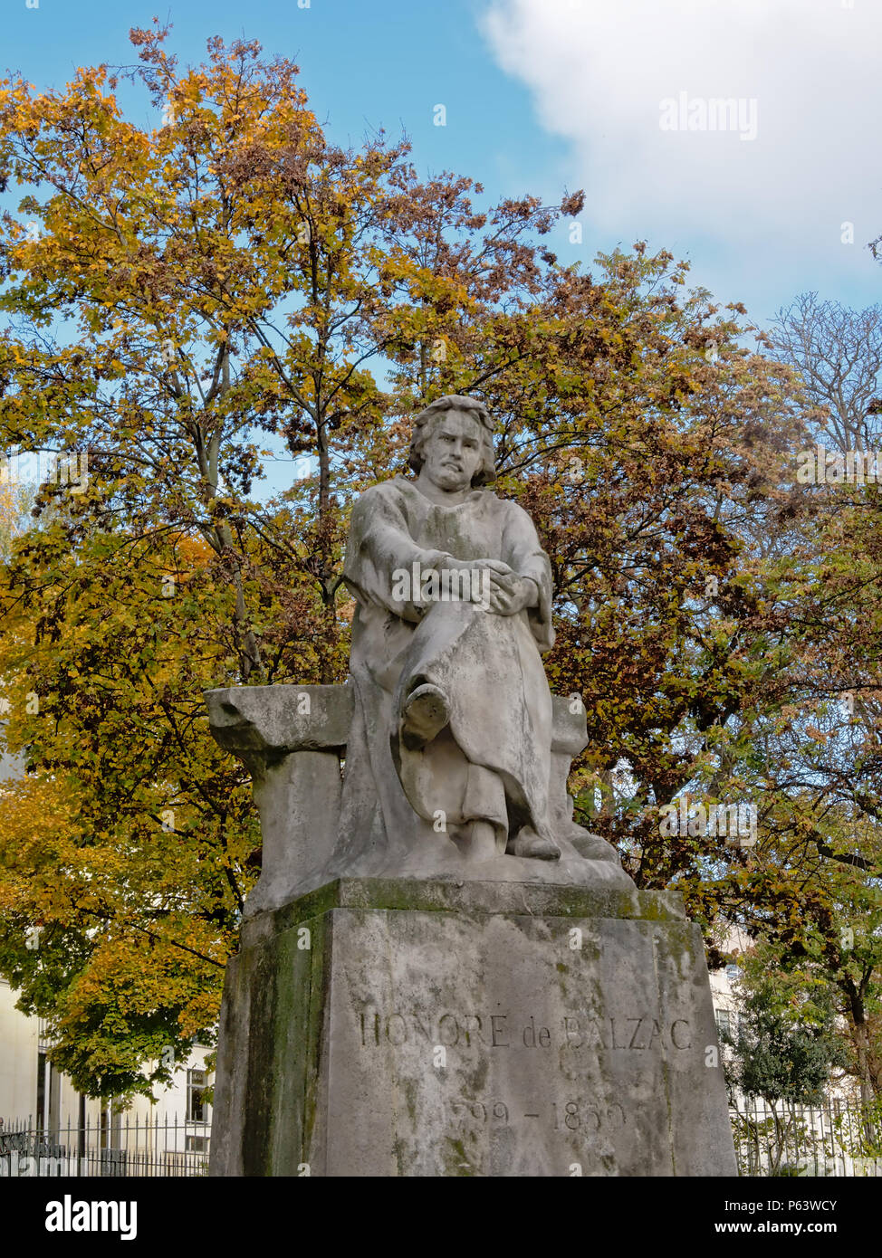 Stone statue of novelist and playwright Honore de Balzac, Paris, France ...