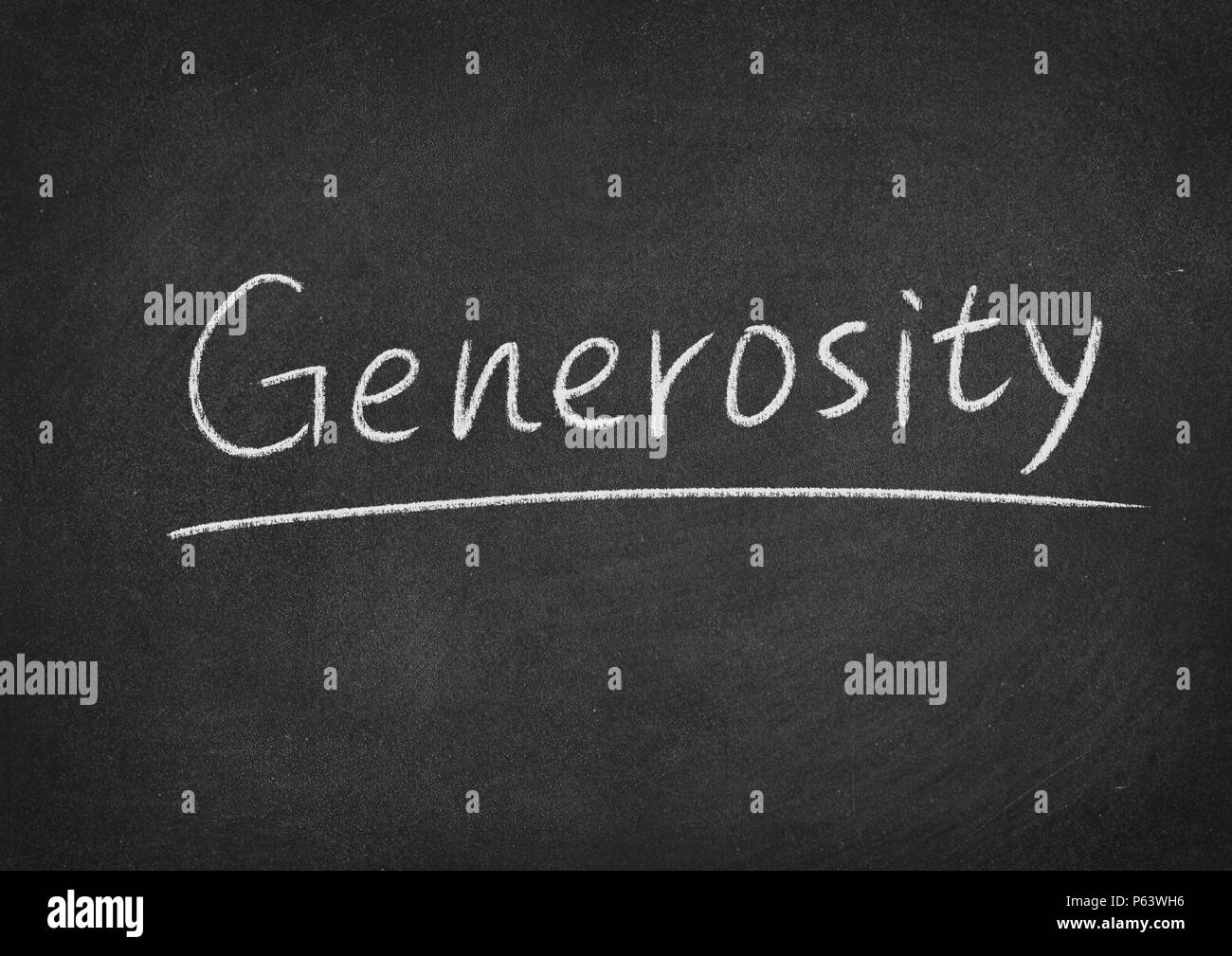 generosity concept word on a blackboard background Stock Photo - Alamy
