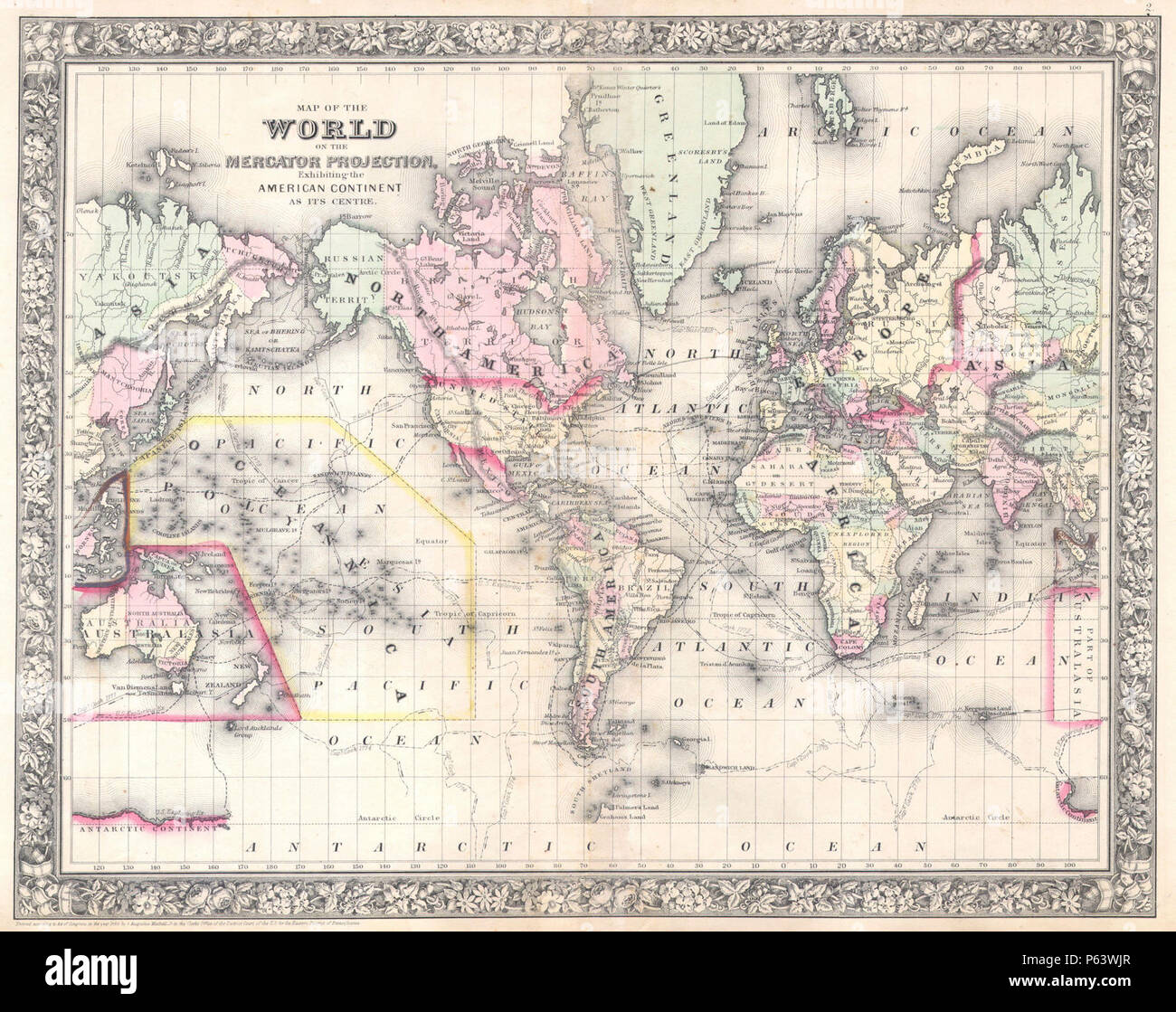 1864 Mitchell Map of the World on Mercator Projection - Geographicus ...