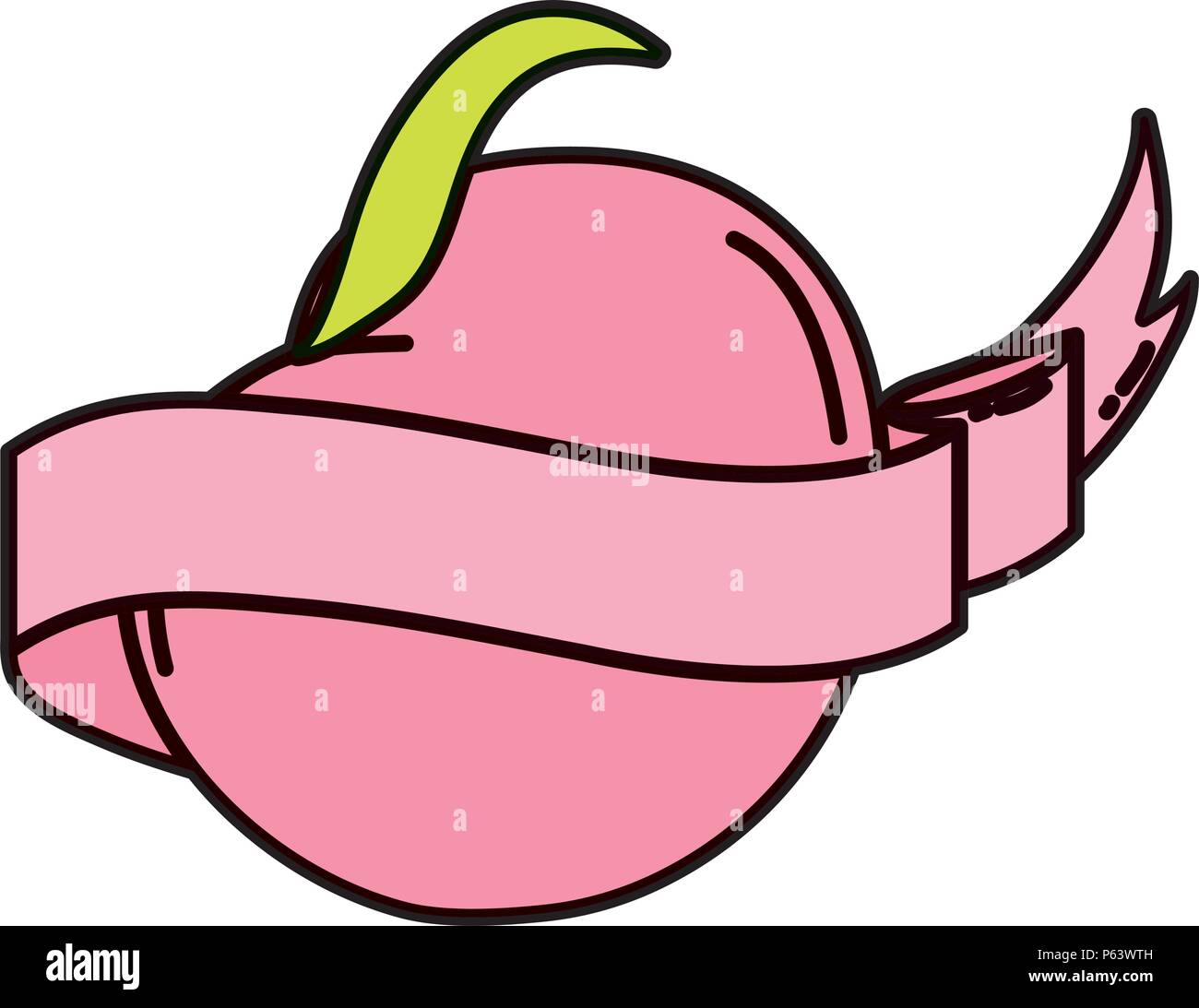 color delicious apple fruit and ribbon decoration vector illustration ...