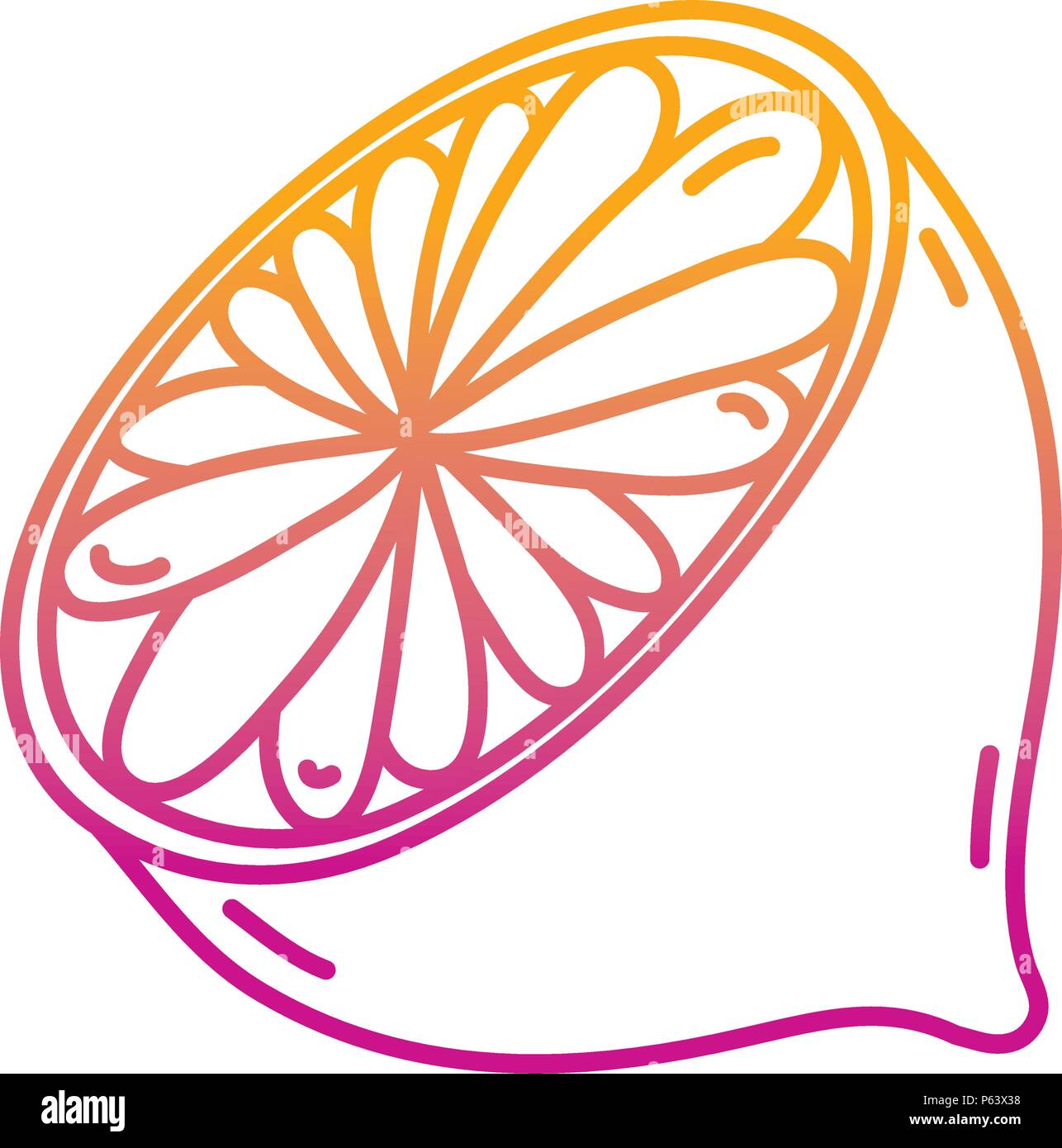 degraded line delicious slice lemon organic fruit vector illustration ...