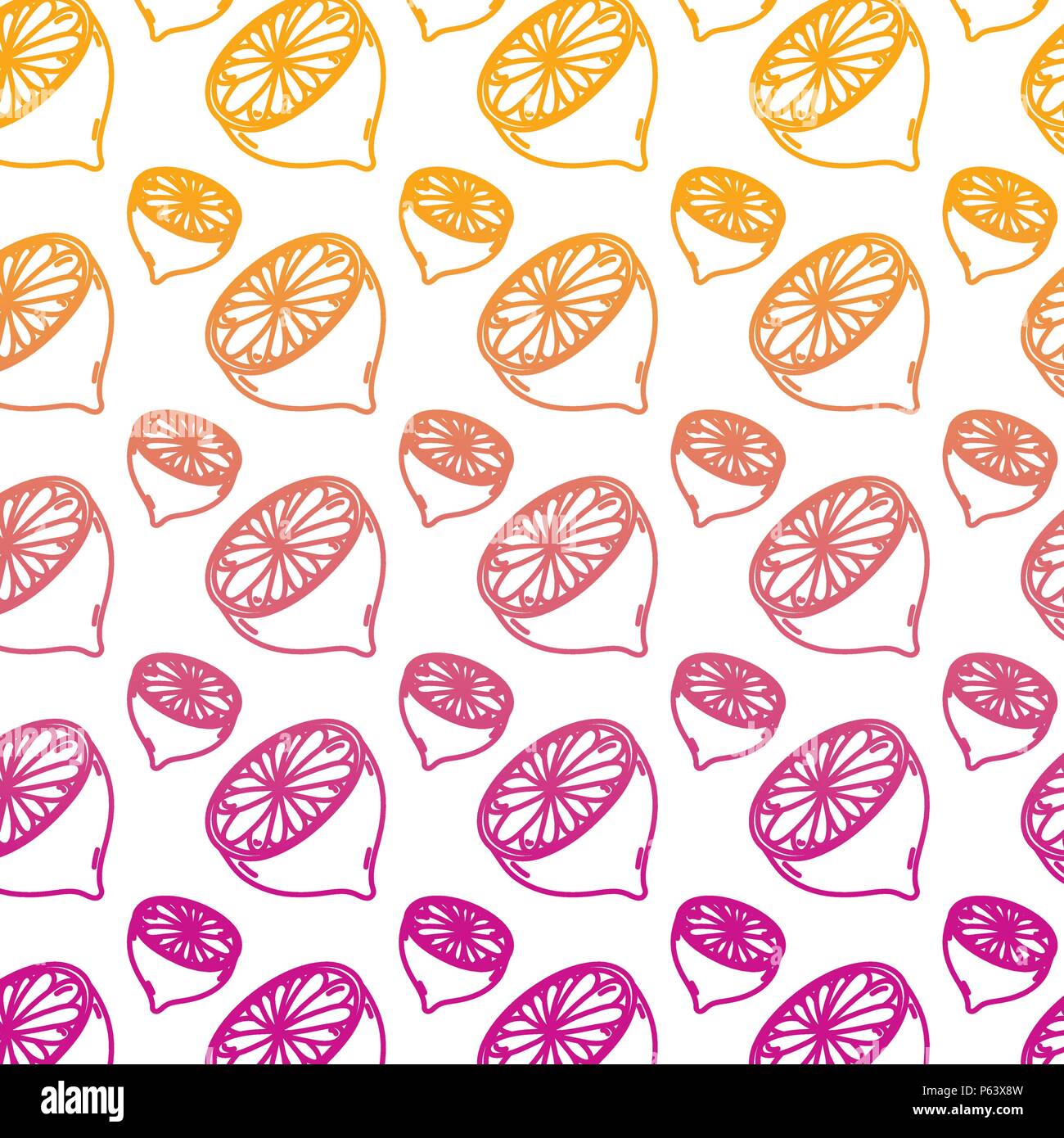 degraded line delicious slice lemon fruit background vector ...