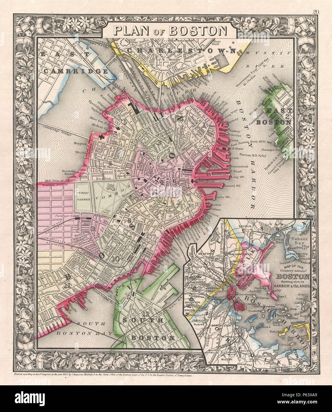 1866 mitchell map of boston hi-res stock photography and images - Alamy