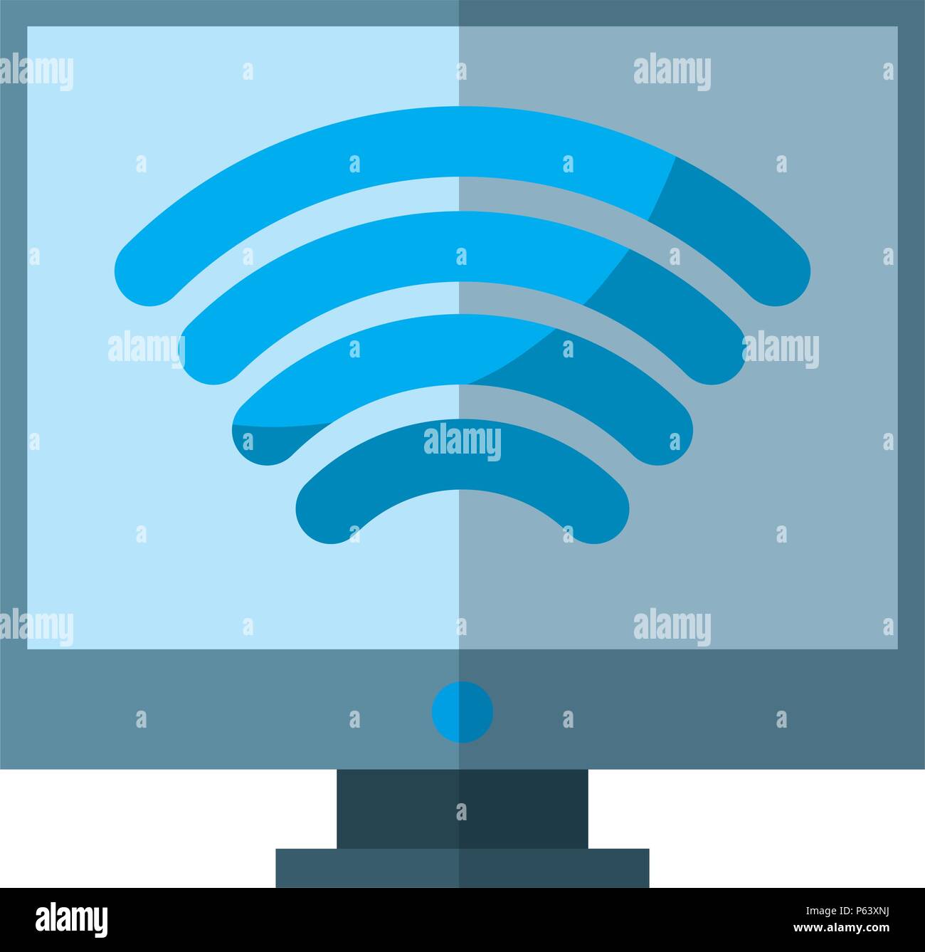 electronic computer with wifi device connection vector illustration ...