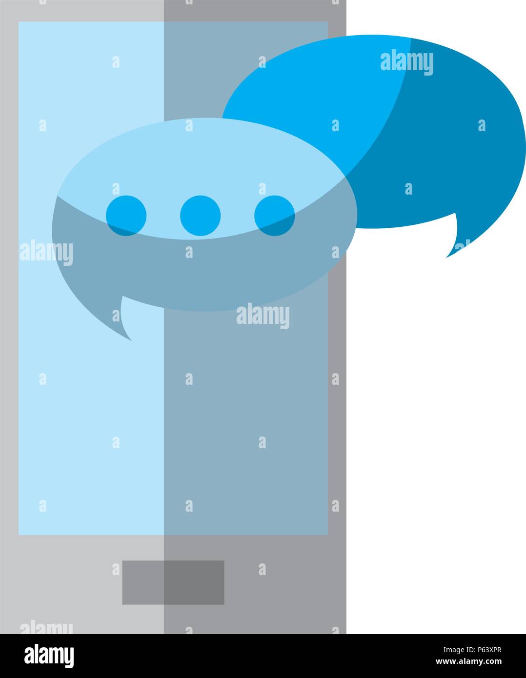 electronic smartphone technology with chat bubbles vector illustration ...