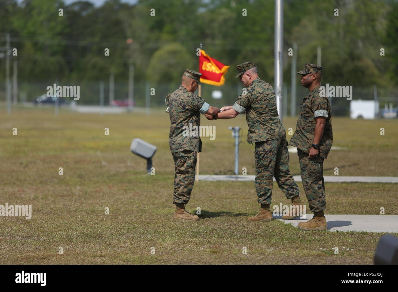 Maj. Gen. Joseph L. Osterman, (middle) commander of Marine Corps Forces ...