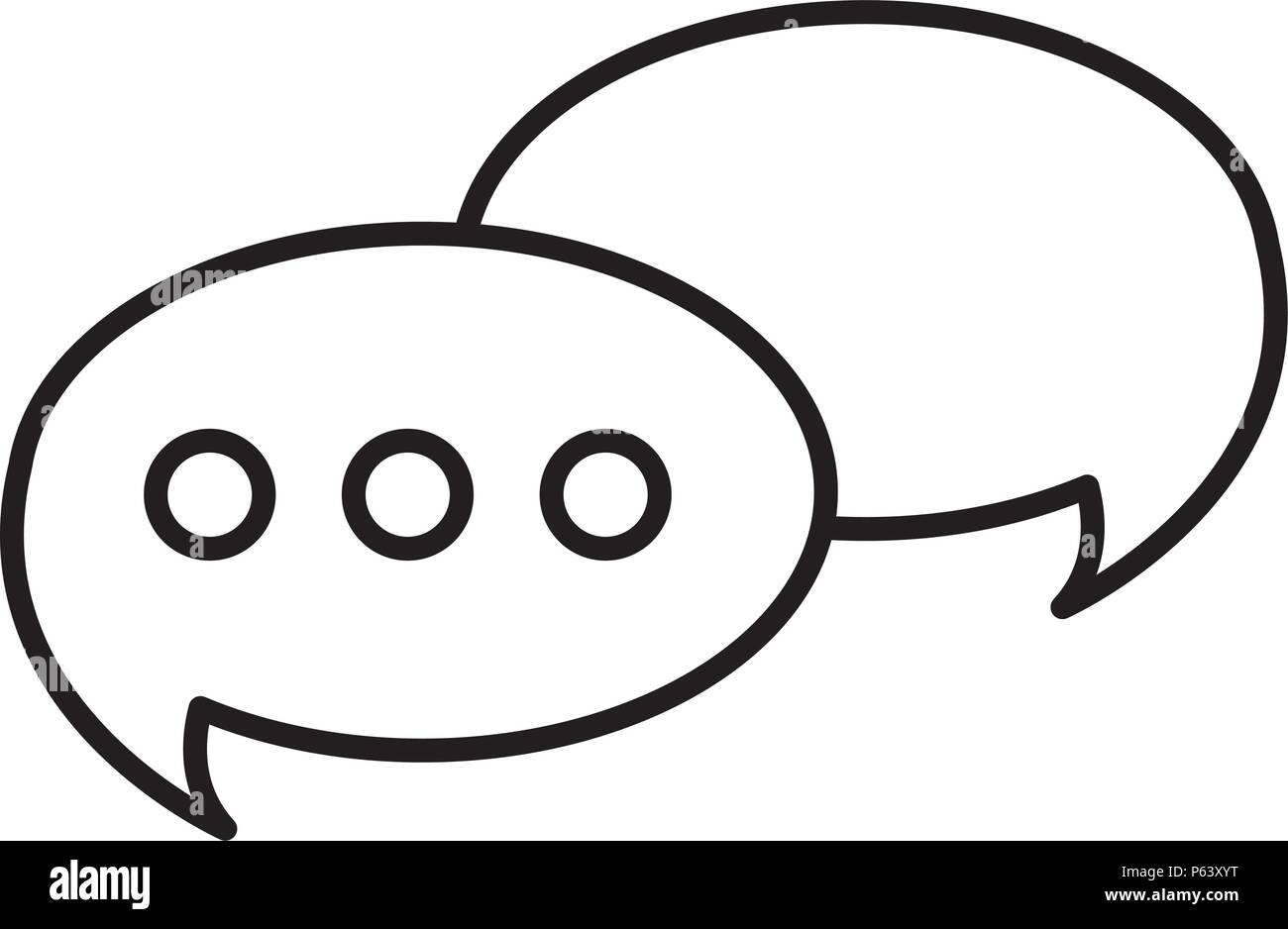 Line Chat Bubbles Tect Communication Message Vector Illustration Stock