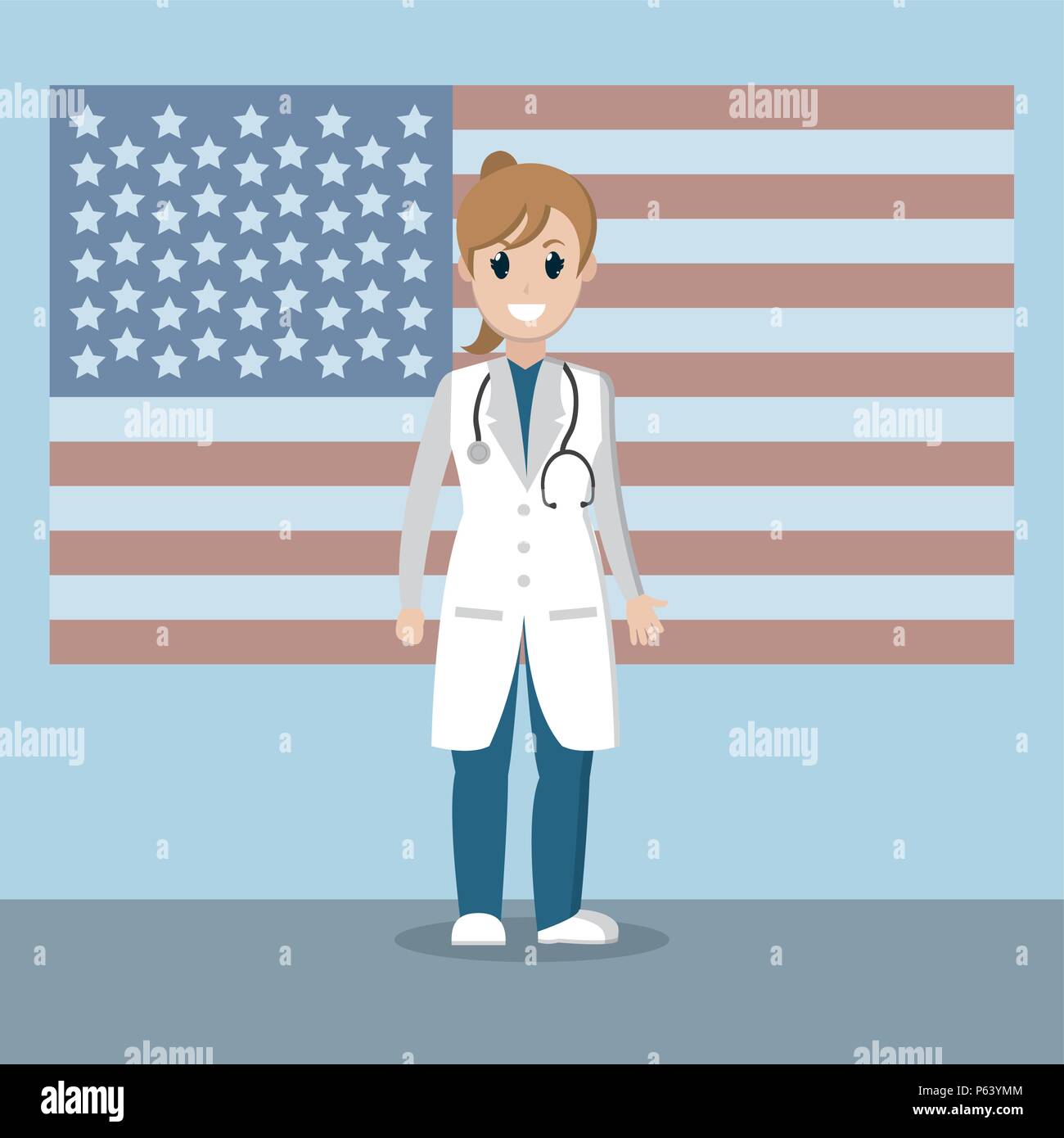 Woman doctor labor day cartoon vector illustration graphic design Stock ...