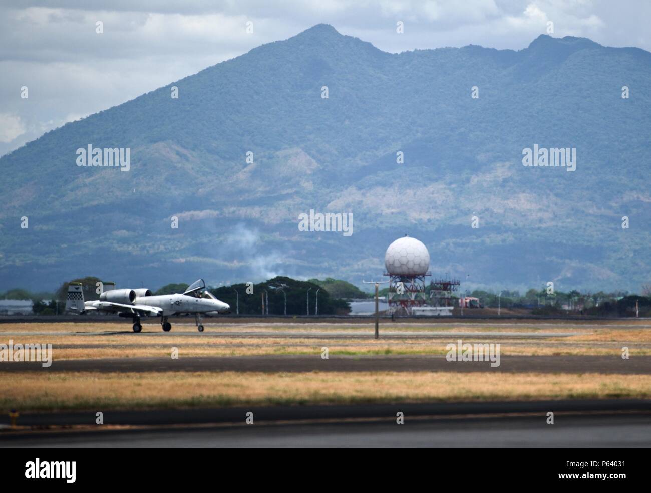 A U.S. Air Force A-10C Thunderbolt II taxies down the runway at Clark ...