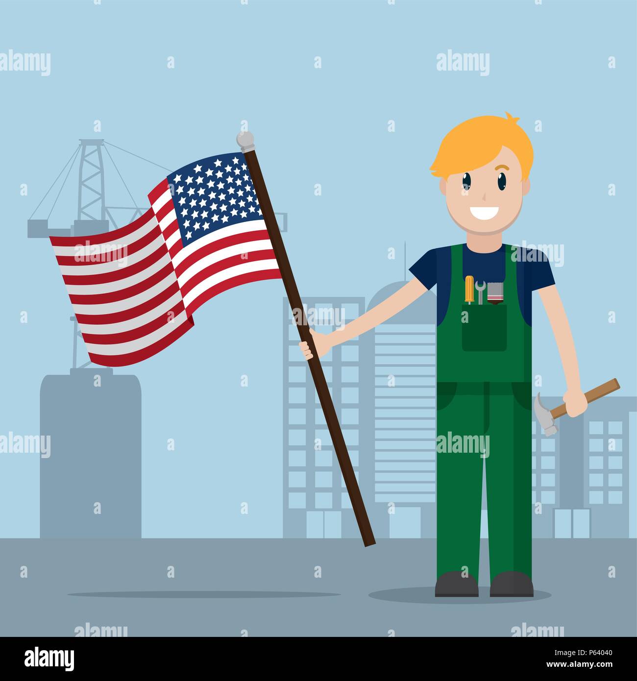 Vintage industrial labour illustration Stock Vector Images - Alamy