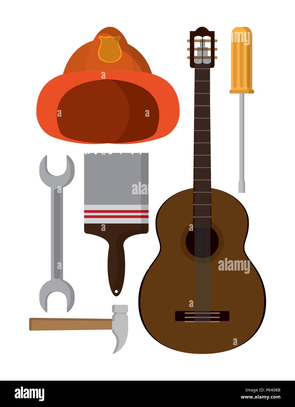 Set of work supplies icons collection vector illustration graphic ...